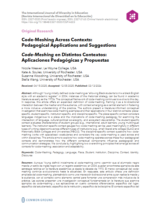 Code-Meshing Across Contexts: Pedagogical Applications and Suggestions ...