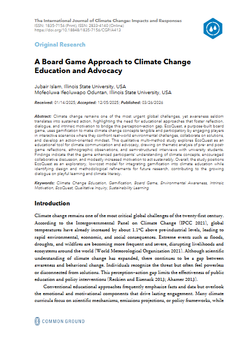 A Board Game Approach to Climate Change Education and Advocacy ...
