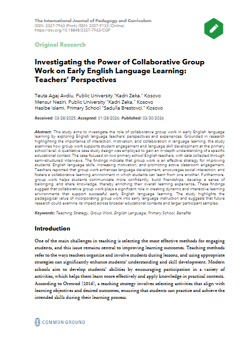 Investigating the Power of Collaborative Group Work on Early English ...