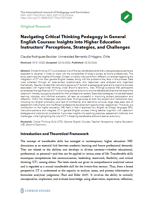 Navigating Critical Thinking Pedagogy in General English Courses ...